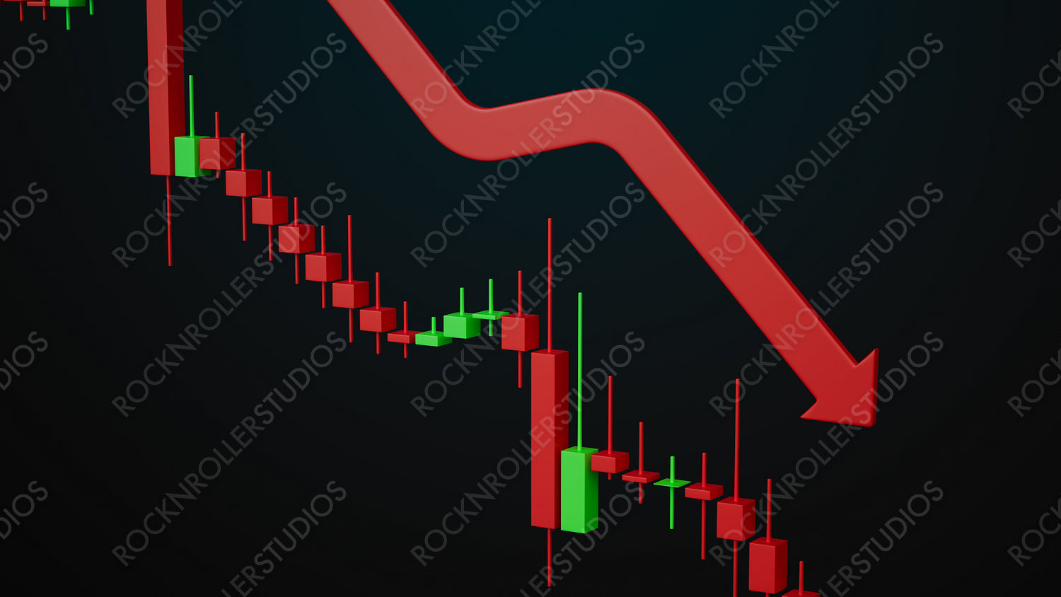 Dramatic Stock Market Crash: Red Arrow and Bearish Candlestick Chart o ...