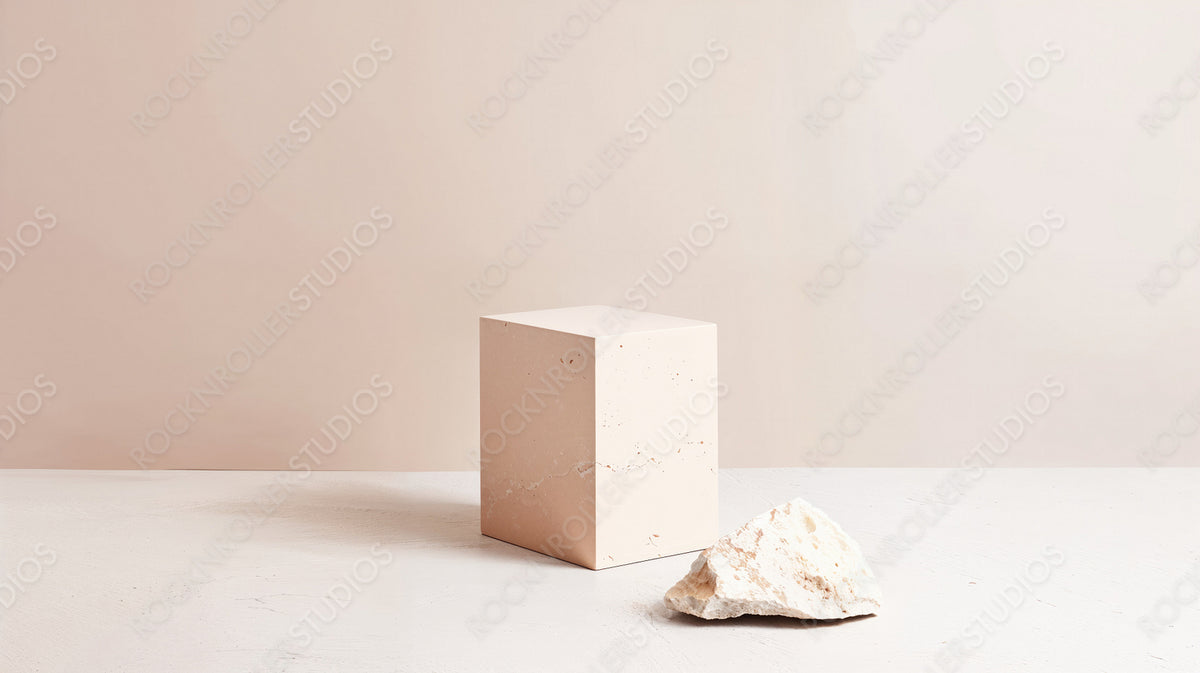 Natural Stone Plinth with Rock in Minimalist Setting – RocknRoller Studios