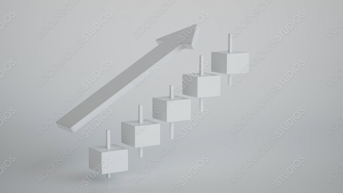Modern Minimalist Growth Arrow and Staggered Columns in 3D Illustratio ...