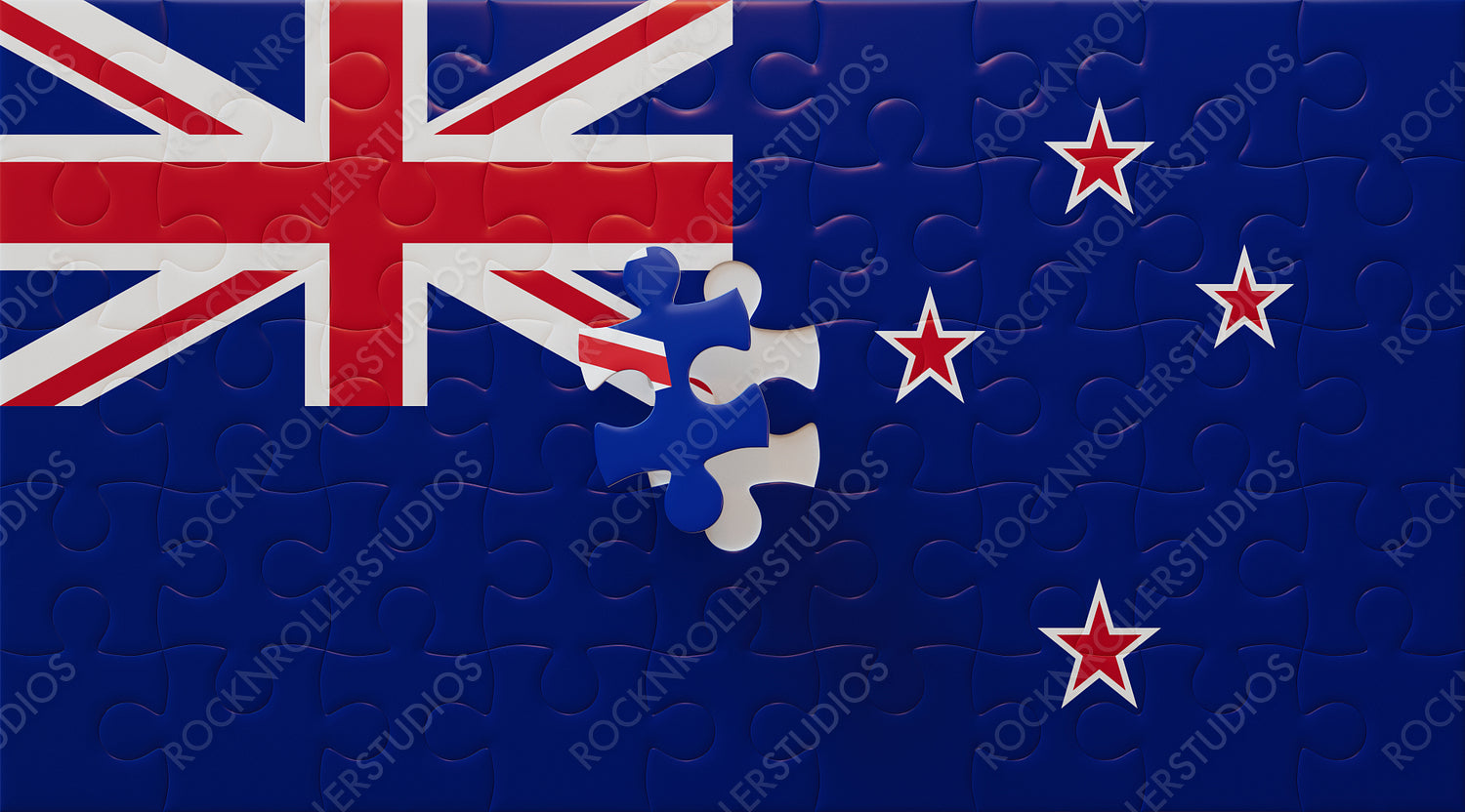 Completing Unity: New Zealand Flag as a Jigsaw Puzzle with Final Piece ...